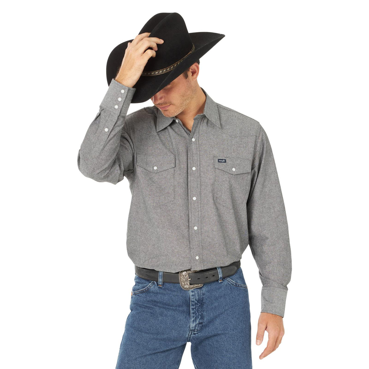 Wrangler® Western Long Sleeve Chambray Work Shirt - Moonless Night ...