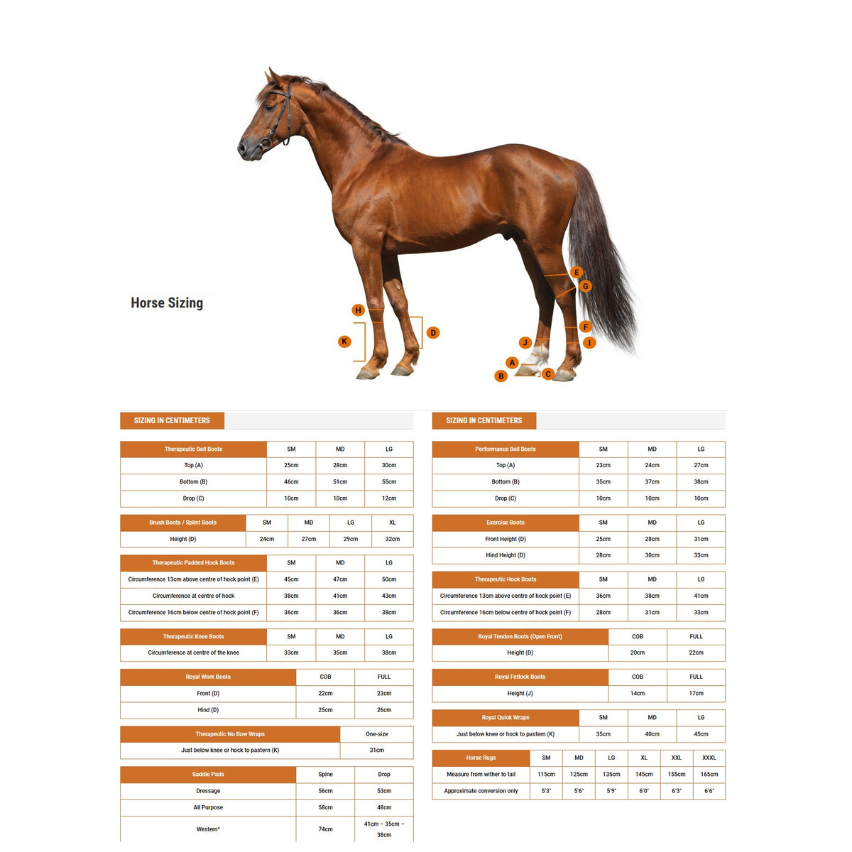 Back On Track® Hose Size Chart – Picov's Tack Shop