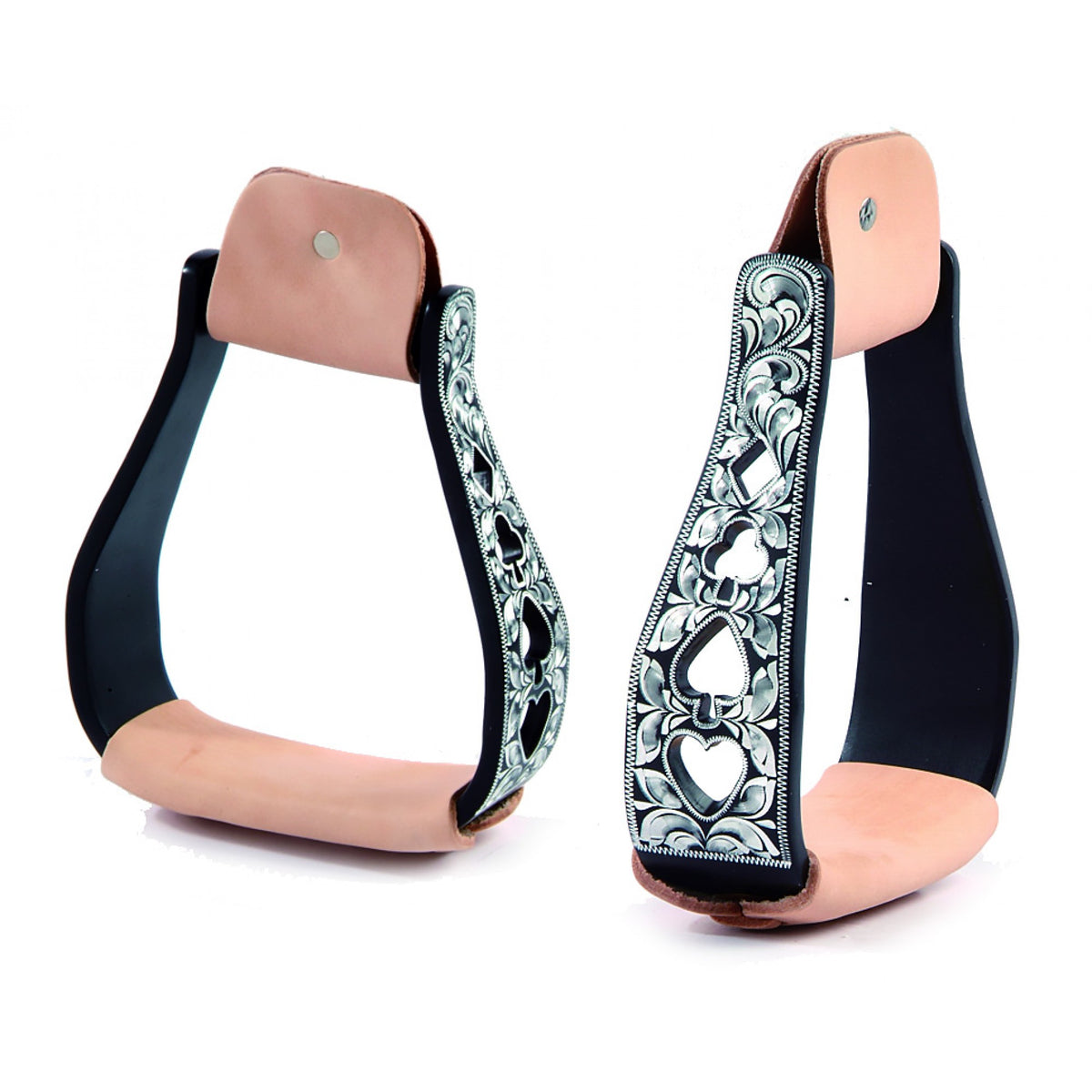 Black Aluminum Stirrups w/ Cutouts and Leather tread – Picov's Tack Shop